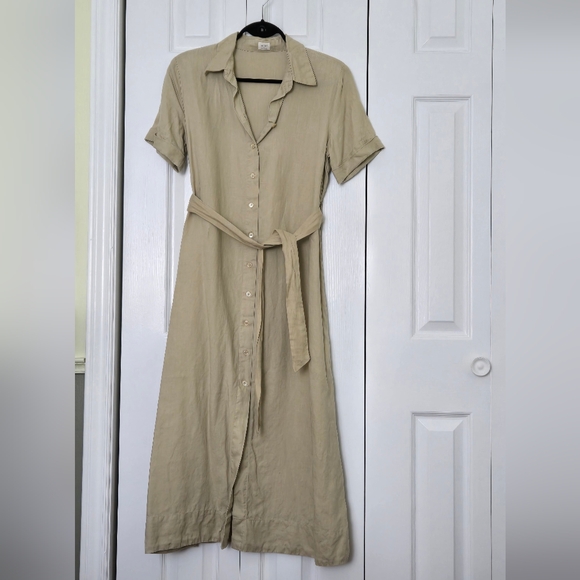 Wilfred | Dresses | Wilfred Eleta Linen Maxi Midi Shirt Dress Olive ...